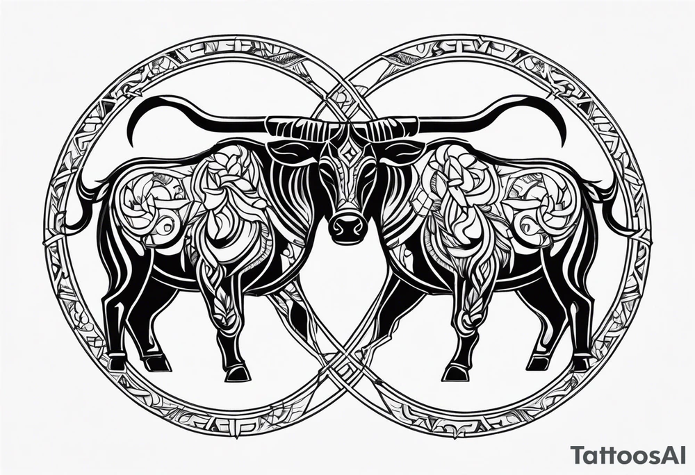 Gemini and taurus symbols intertwined tattoo idea | TattoosAI