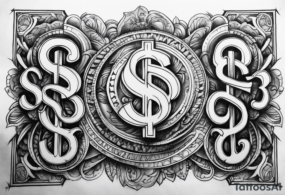 Dollar signs tattoo idea | TattoosAI