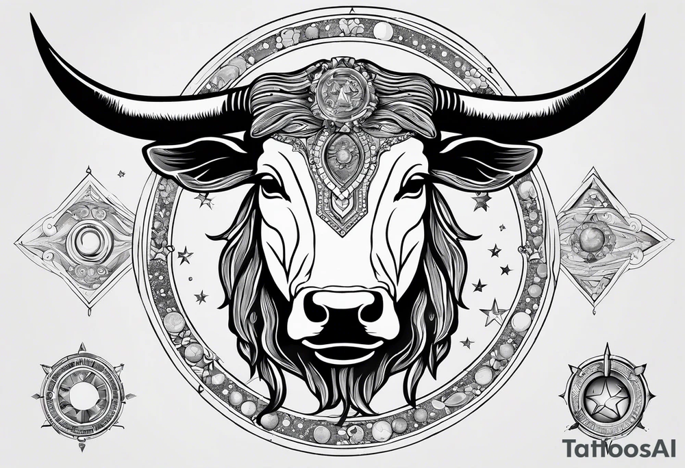 Taurus head with the planets positions on May 20th, 1989. With an arrow ...