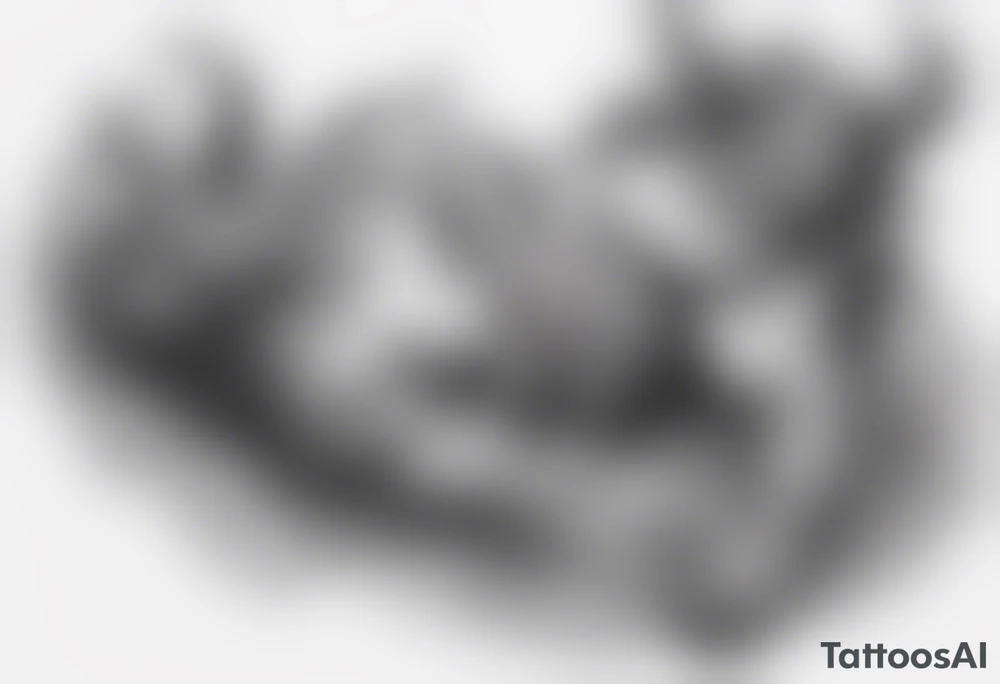 Satan laying down on his back tattoo idea | TattoosAI