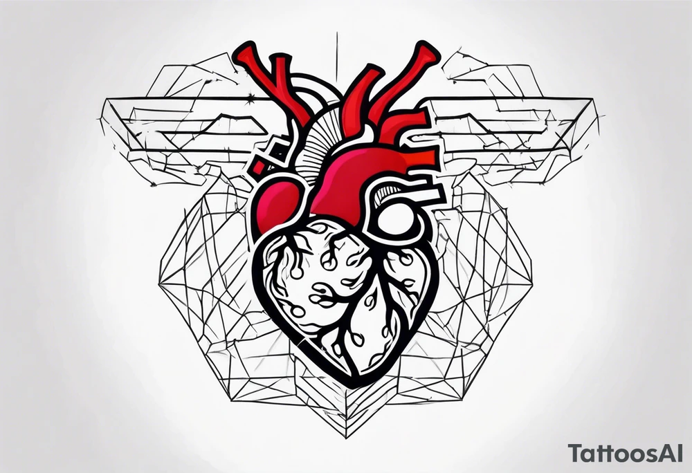 Human heart to brain connection tattoo idea | TattoosAI