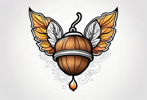 Flying acorn tattoo idea | TattoosAI