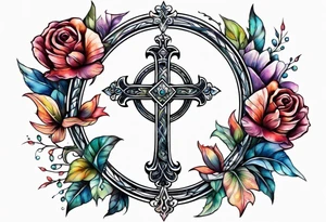 Hook cross with watercolor background tattoo idea | TattoosAI