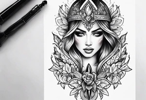 Feminine magical dagger tattoo idea | TattoosAI