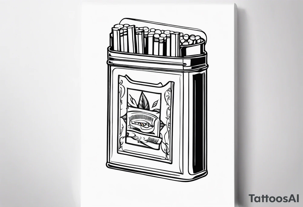 Cigarettes box tattoo idea | TattoosAI