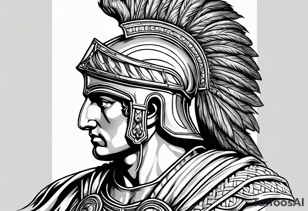 Alexander the great with helmet tattoo idea | TattoosAI
