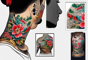 Traditional japanese neck tattoo tattoo idea | TattoosAI