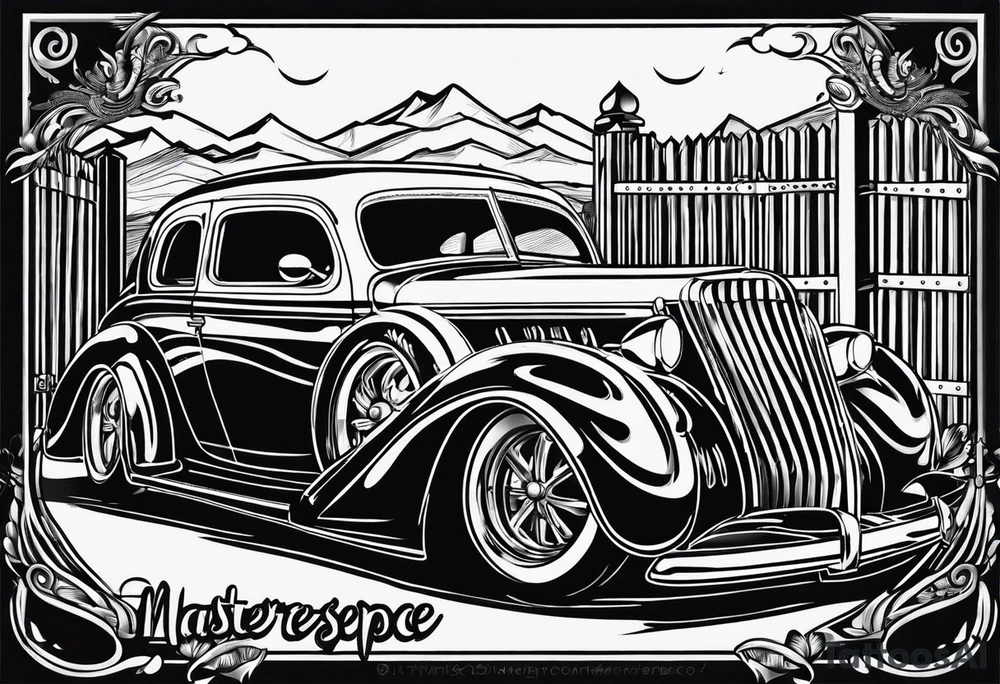 Fence sign gang art car tattoo idea | TattoosAI