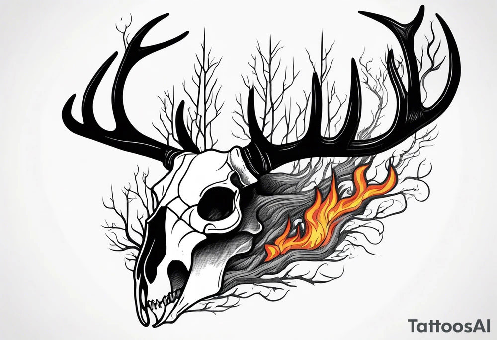 Scary side profile of a DECAYING deer skull JUST BONE surrounded by a ...