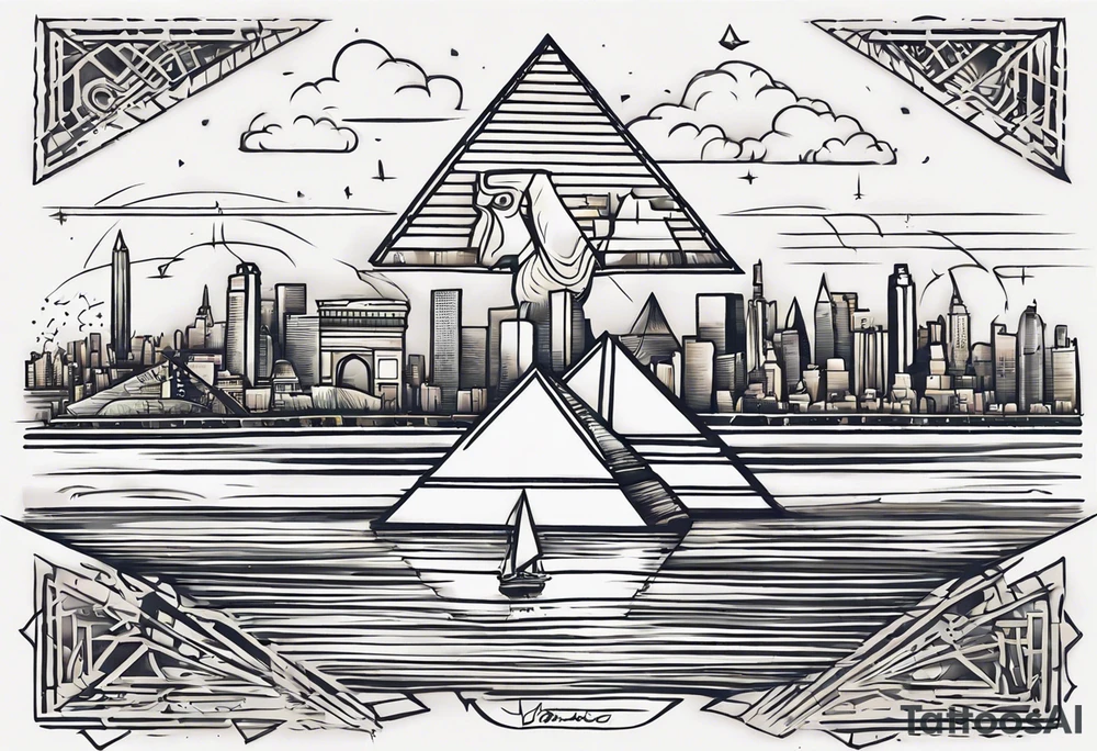 Design featuring the Pyramids of Giza gracefully merging with the ...