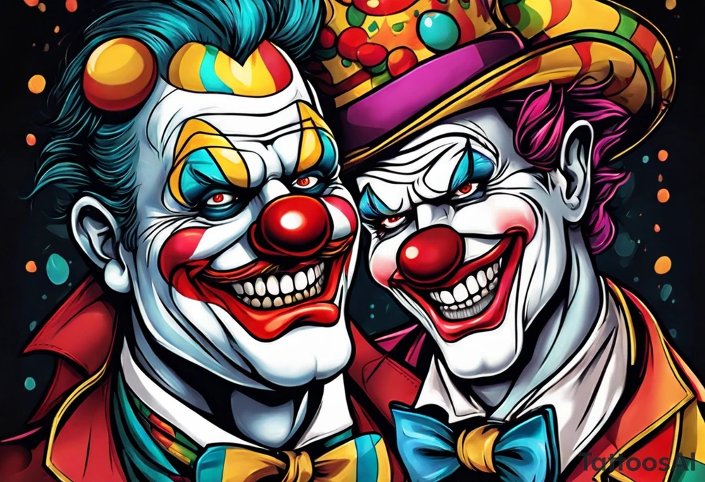 Clown two face tattoo idea | TattoosAI