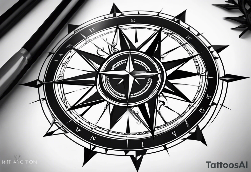 Christian cross inside a compass tattoo idea | TattoosAI