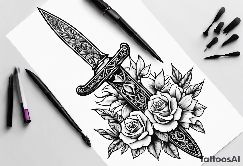 Feminine dagger tattoo idea | TattoosAI