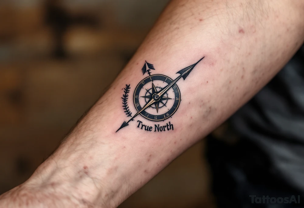 Rustic half compass half clock with a long native American arrow ...