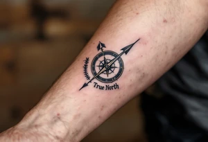 Rustic half compass half clock with a long native American arrow ...