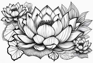 Variety of lotus flowers flash sheet tattoo idea | TattoosAI