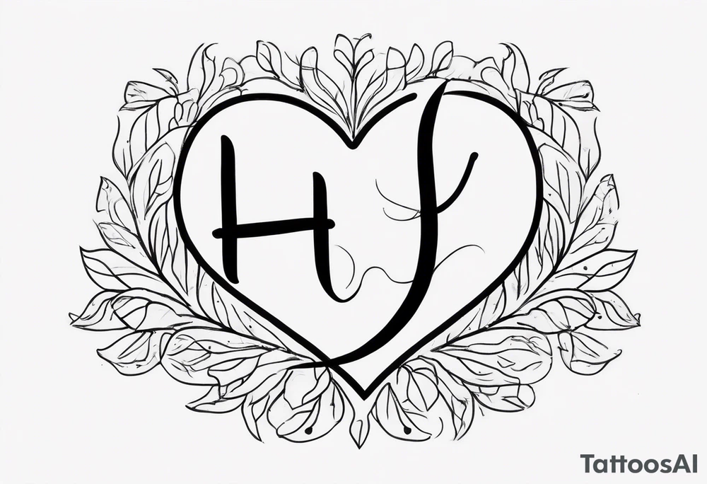 Make a tattoo with the initials HJ in cursive with a heart tattoo idea ...