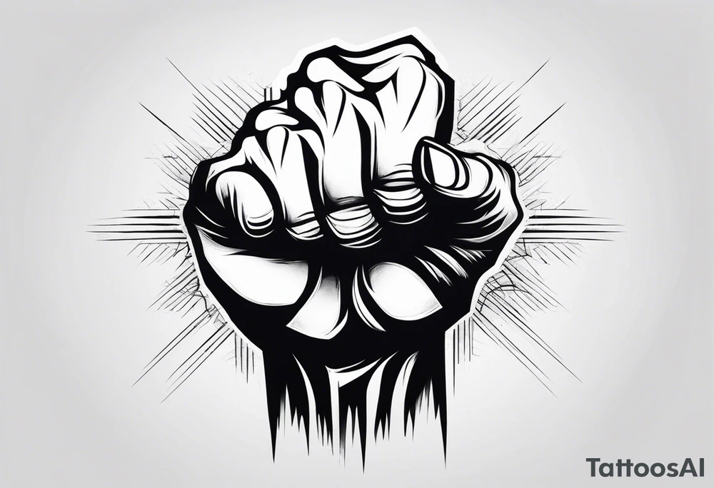 A clenched fist on the back using negative space techniques tattoo idea ...