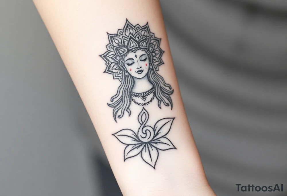 Beautiful woman dmt deity with mandala behind head and Om under her ...