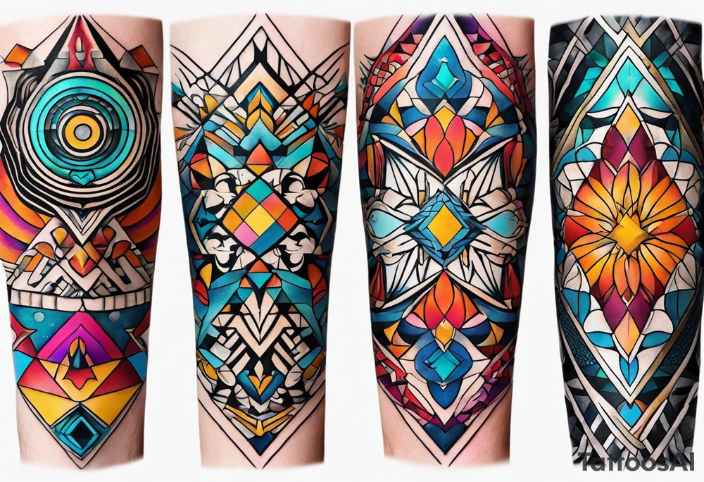 Psychedelic, forearm tattoo, geometric, subtle, men, tattoo idea | TattoosAI
