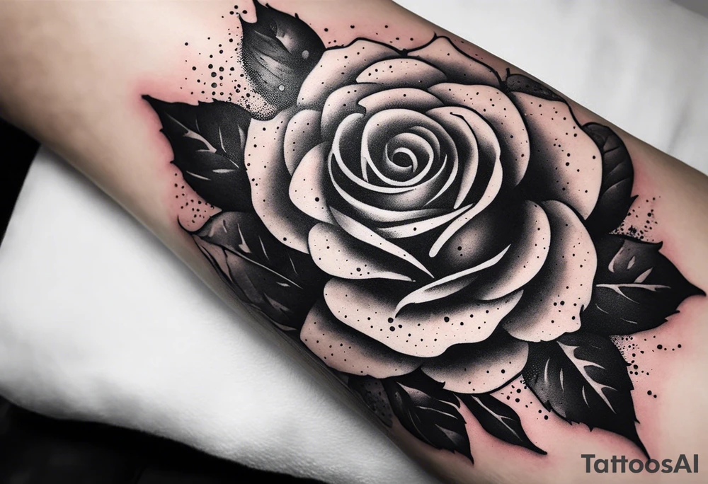 Simple rose with ink splash tattoo idea | TattoosAI