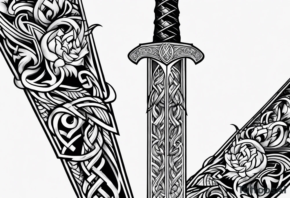 Viking sword Valhalla tattoo idea | TattoosAI