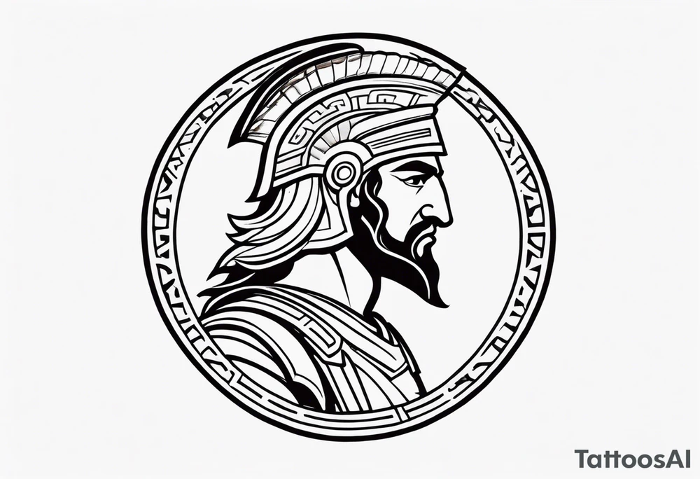 Ancient greek warrior symbol tattoo idea | TattoosAI