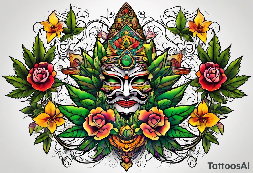 Marijuana and Psychedelic inspired tattoo tattoo idea | TattoosAI