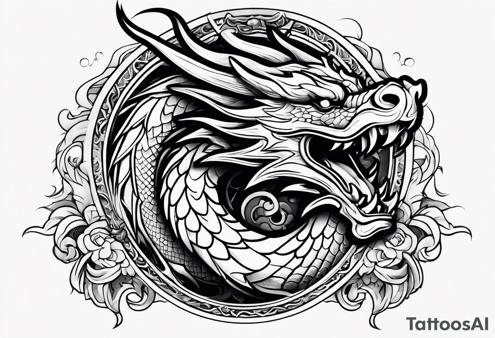 Old school dragon going up tattoo idea | TattoosAI