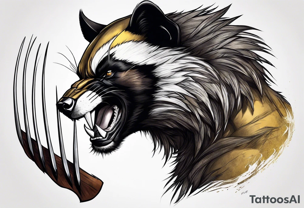Wolverine animal hunting tattoo idea | TattoosAI