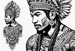 A puerto rican taino tribal sleeve tattoo idea | TattoosAI