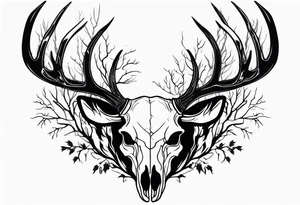 Scary side profile of a DECAYING deer skull JUST BONE surrounded by a ...