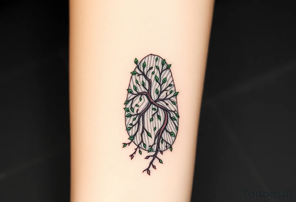 A fingerprint formed by tiny, intricate vines in shades of emerald ...