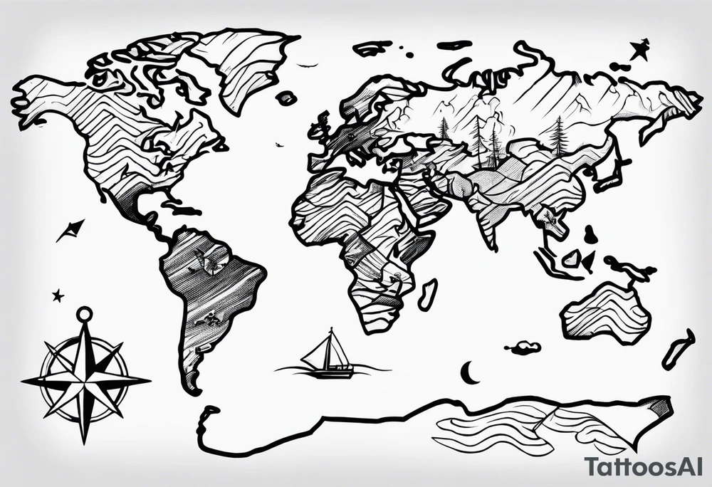 Treasure hunt map tattoo idea | TattoosAI