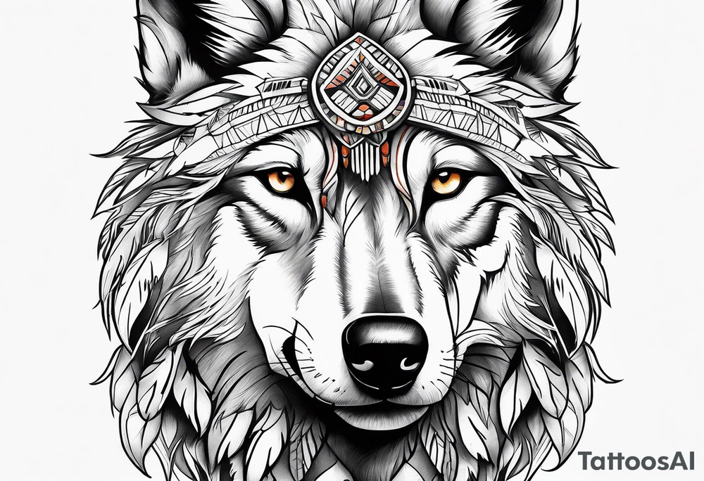 Native American Wolf tattoo idea | TattoosAI