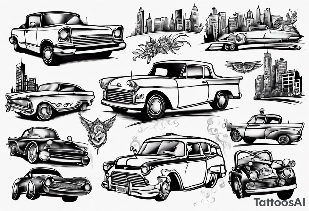 Driving around in the city tattoo idea | TattoosAI