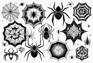 Variety of spiders flash sheet tattoo idea | TattoosAI