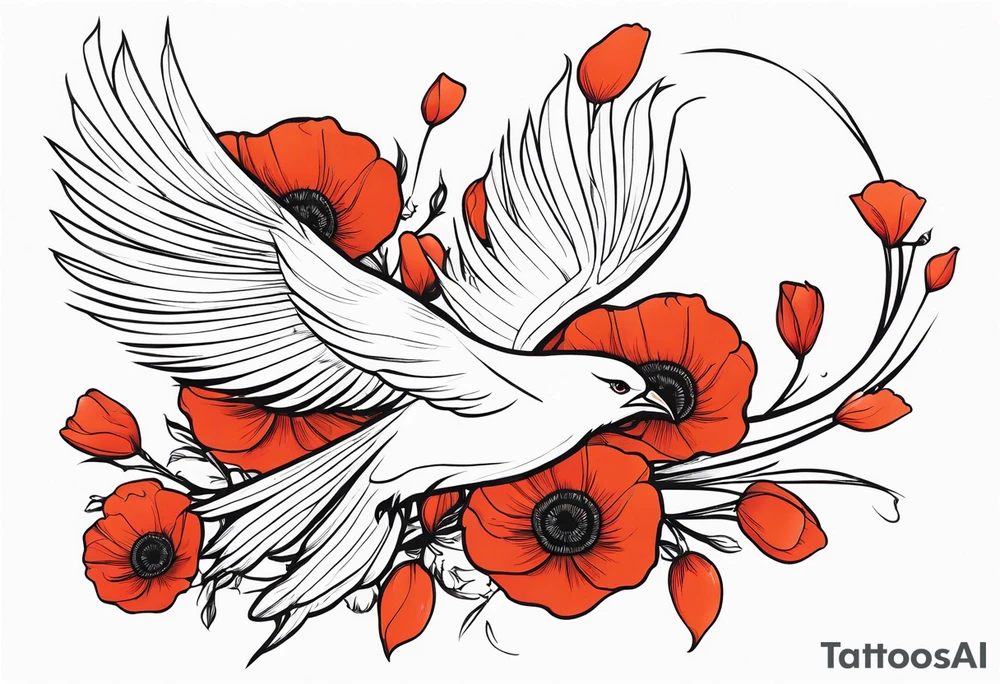 Elongated phoenix in flight in profile long tail with claws holding ...