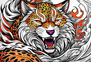 Nine tailed fox demon slayer anime leopard skin tattoo idea | TattoosAI
