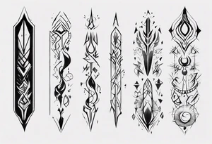 Generate a vertical tattoo design that incorporates abstract shapes and ...