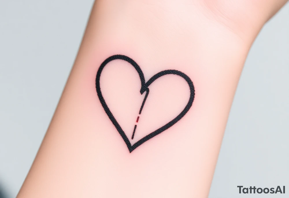 A minimalist heart outline split into two (Color: Black with a subtle ...