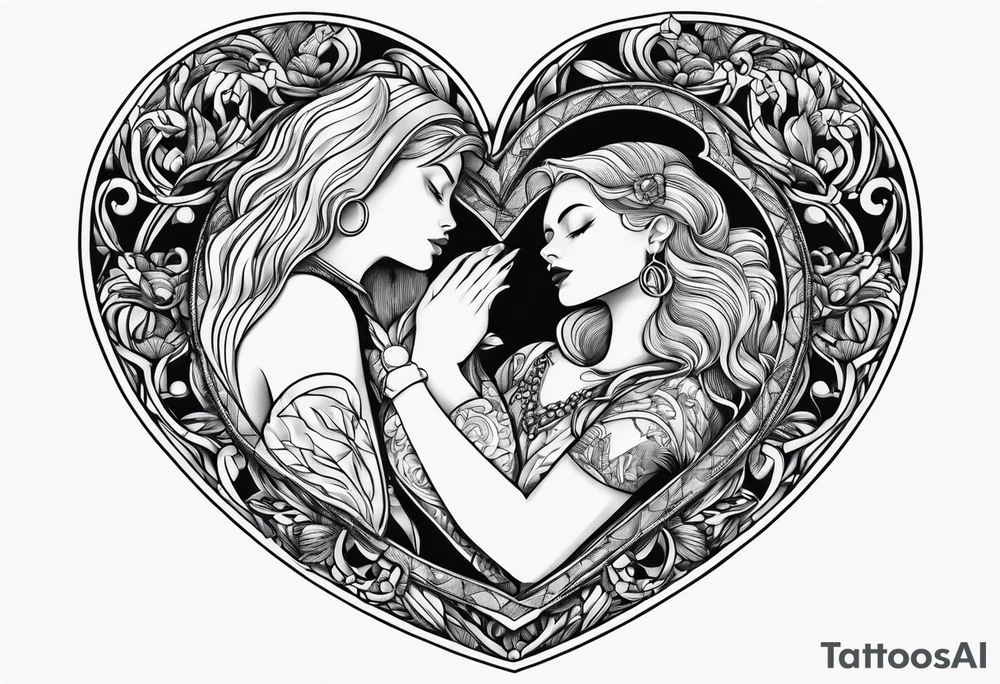 Necklace heart locket with two human shadows hugging tattoo idea ...
