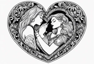 Necklace heart locket with two human shadows hugging tattoo idea ...