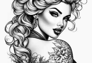 Pinup girl tattoo idea | TattoosAI