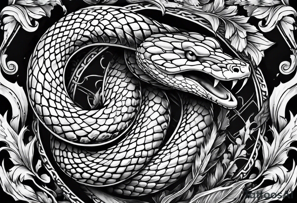 Snake wrapped around a dagger tattoo idea | TattoosAI