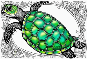 Green sea turtle tattoo idea | TattoosAI