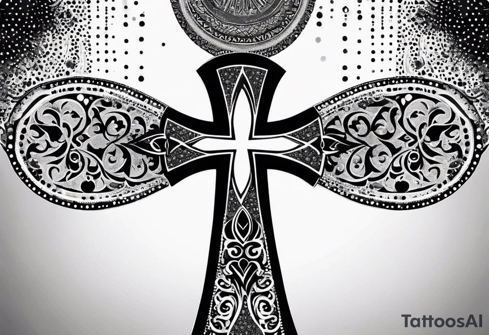 ankh mixed tribal whole arm tattoo idea | TattoosAI