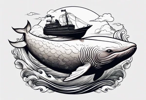 Hairless cat riding a whale tattoo idea | TattoosAI