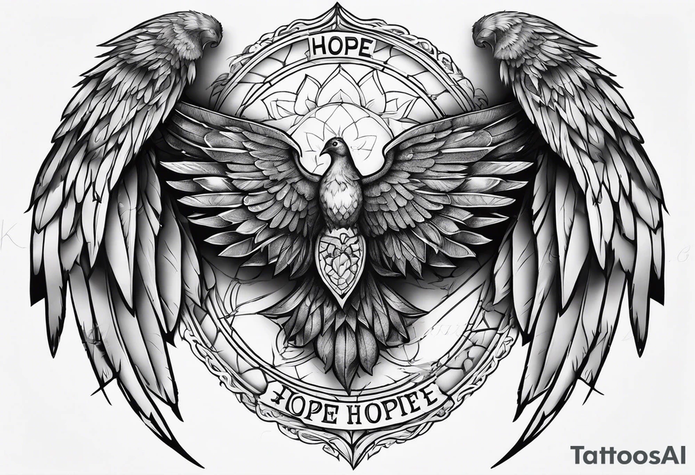 Full chest tattoo with multiple scars with wings on the shoulders and ...