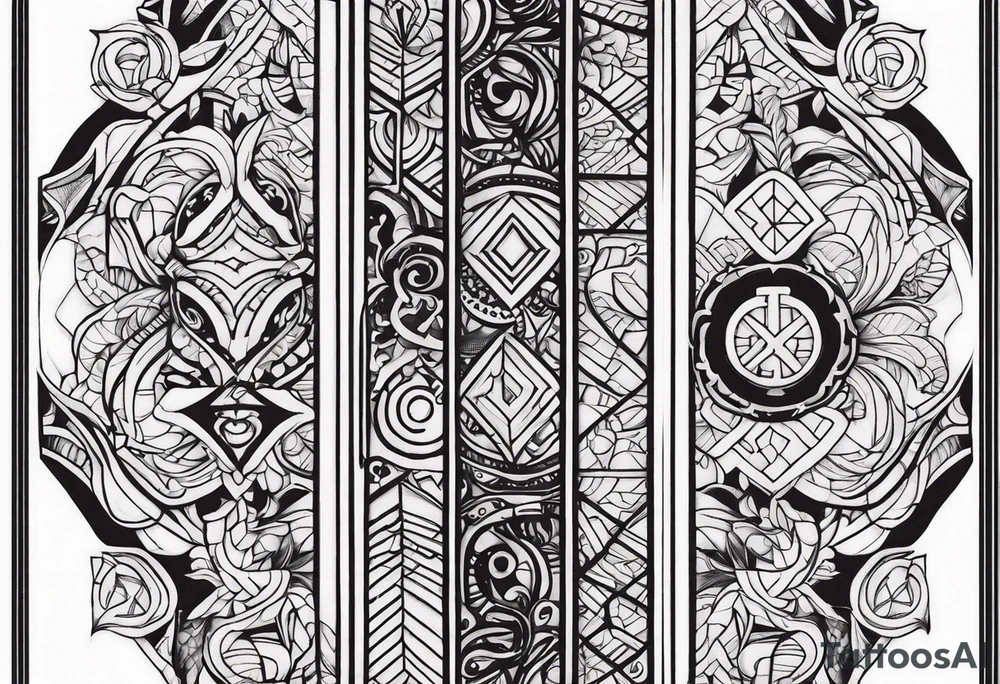 Power text vertical tattoo idea | TattoosAI